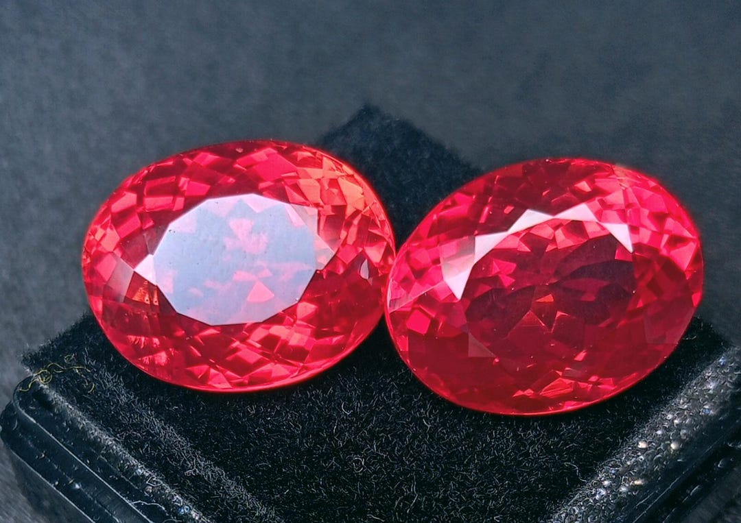Pair of Mexican Fire Opal Red Orange Natural Oval Cut 24 Ct Gemstone ...