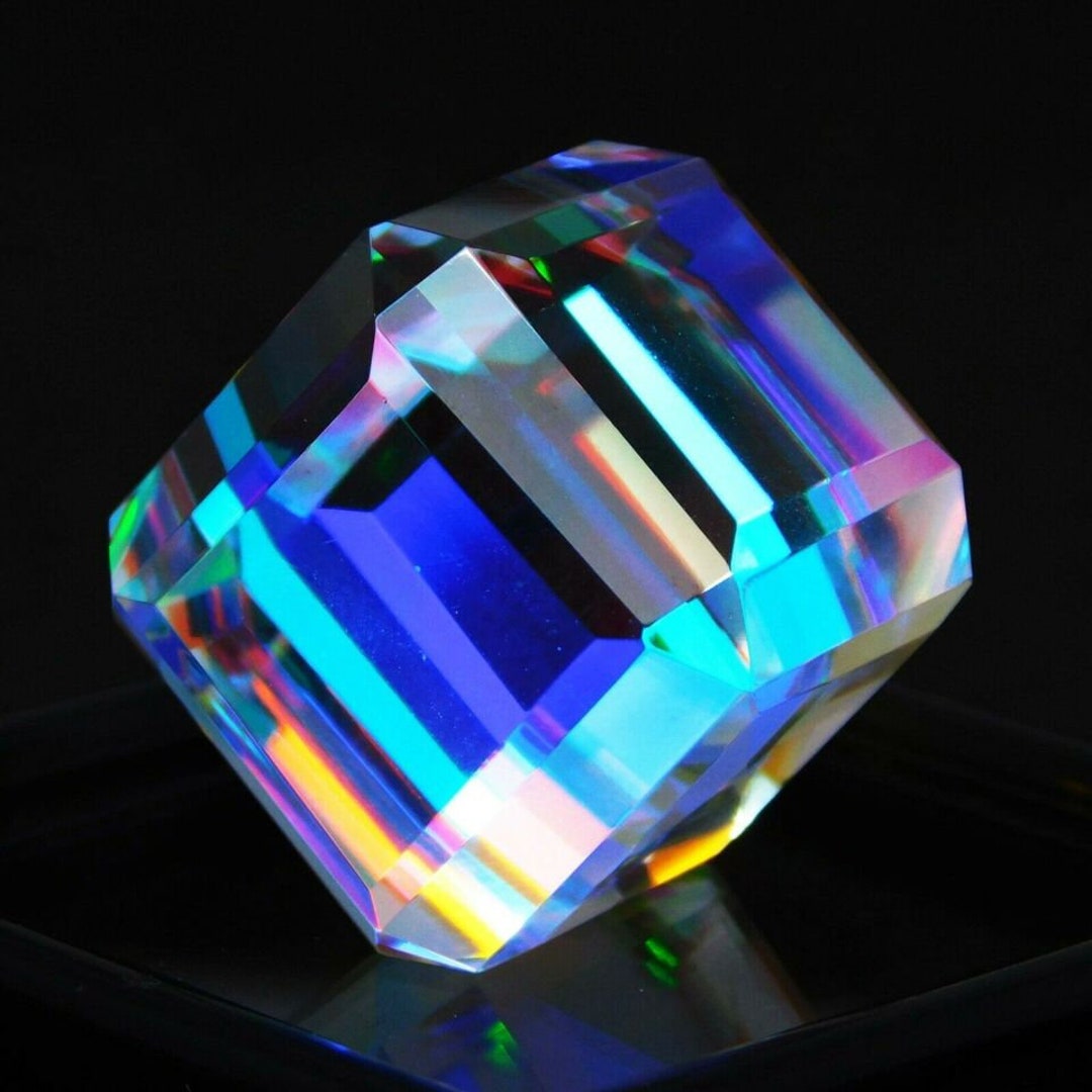 MYSTIC TOPAZ CUBE 105 Ct High Quality Rainbow Mystic Topaz Cube Box ...
