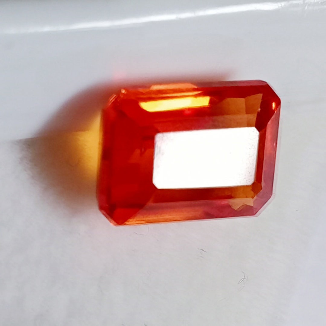 Mexican Fire Opal Red Orange 5.70ct Natural Emerald Cut Gemstone ...