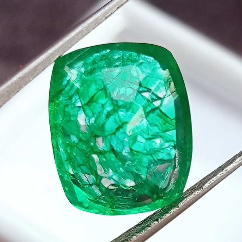 Certified Natural Colombian Green Emerald 10-12 Ct Emerald Cut Gemstone ...