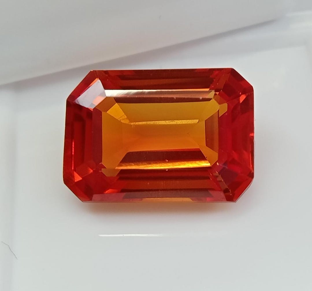Natural Mexican Fire Opal Red Orange Loose Gemstone Emerald Cut 8.45 Ct ...