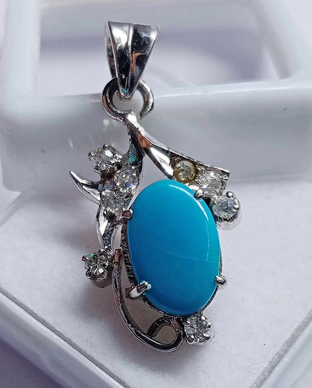 13.50 Ct Tibetan Turquoise 925 Solid Sterling Silver Necklace Pendant ...