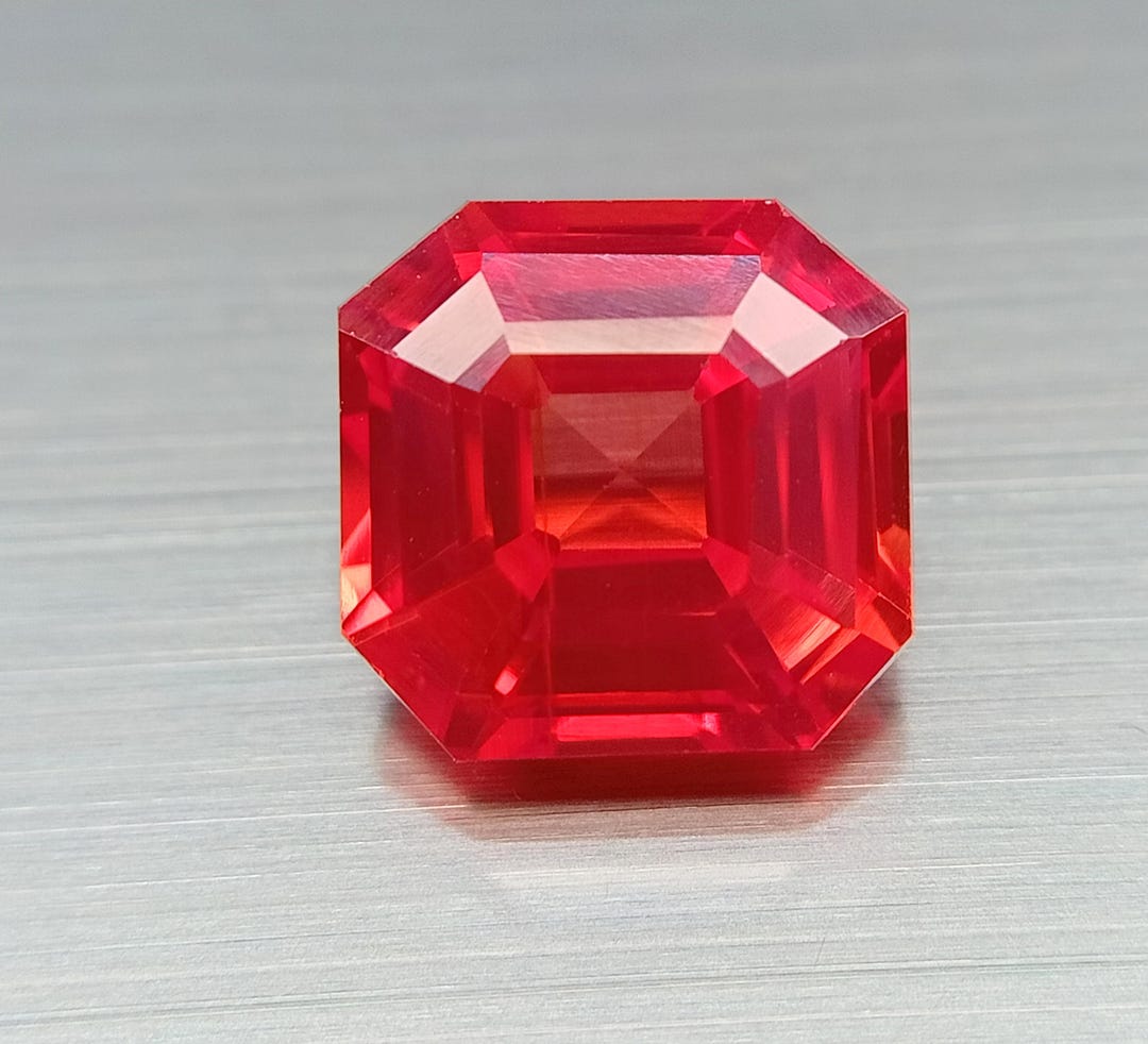 Mexican Fire Opal Red Orange 10 Ct Natural Asscher Cut Gemstone ...
