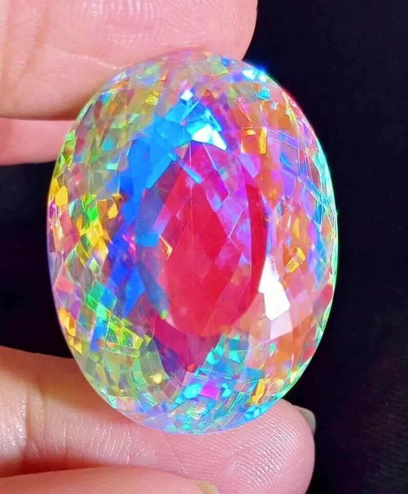 Flawless Certified Mystic Topaz Oval Cut 65+ Ct High Quality Rainbow ...