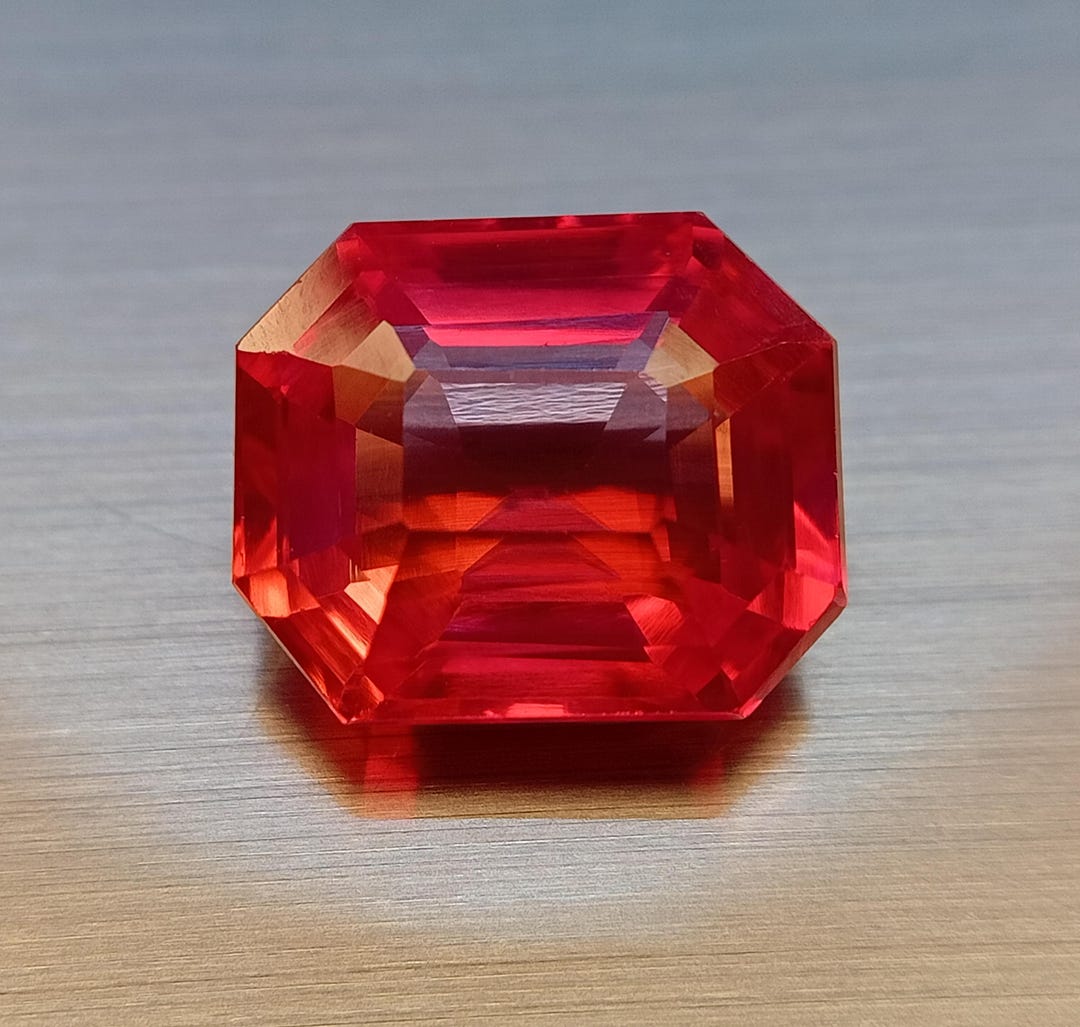 Mexican Fire Opal Red Orange 10.80 Ct. Natural Emerald Cut Gemstone ...