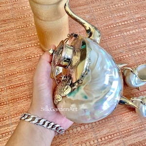 Conch Shell Teapot & Cup Set: Bronze Edged Seashell Decor - Etsy
