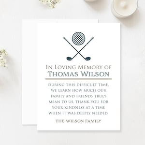 Golf Sympathy Thank You Cards, Personalized Funeral Thank You Cards ...