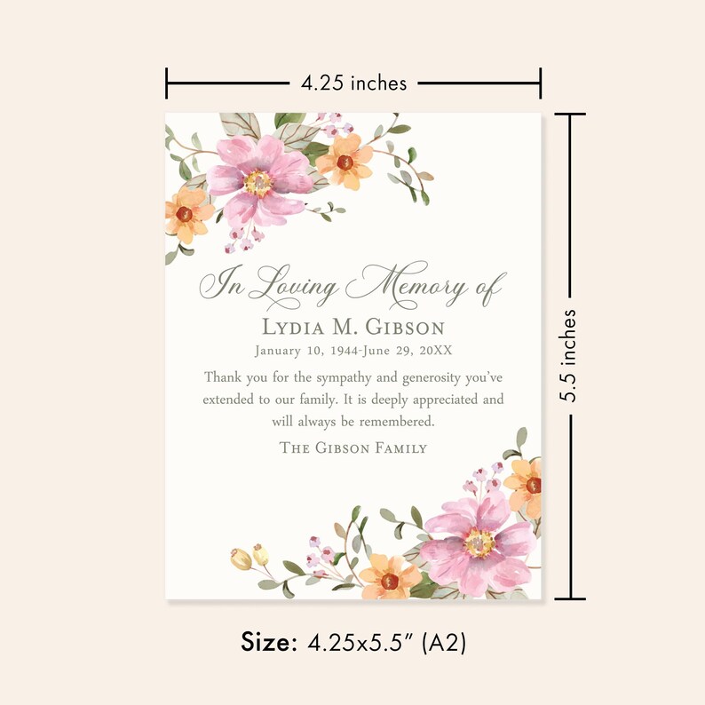 In Loving Memory Sympathy Thank You Cards Personalized Soft - Etsy