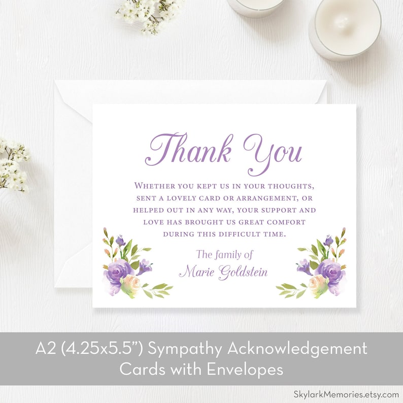 Personalized Sympathy Thank You Cards Funeral Thank You | Etsy
