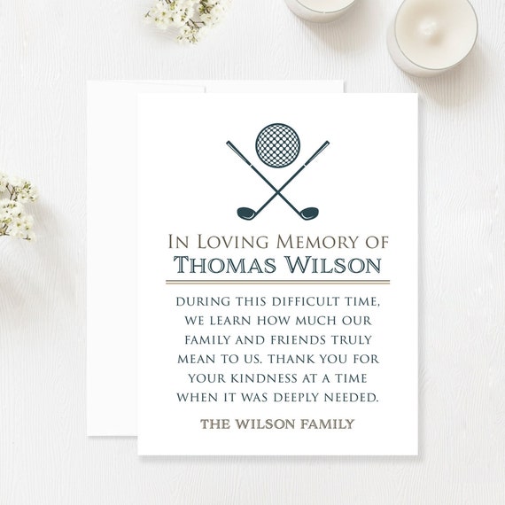 Golf Sympathy Thank You Cards Personalized Funeral Thank You - Etsy