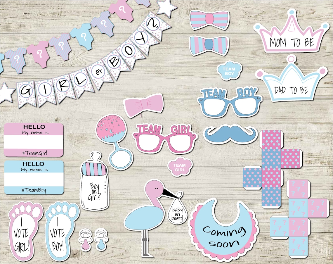 Gender Reveal Props - Girl or Boy? - Baby Shower Set Instant Download ...