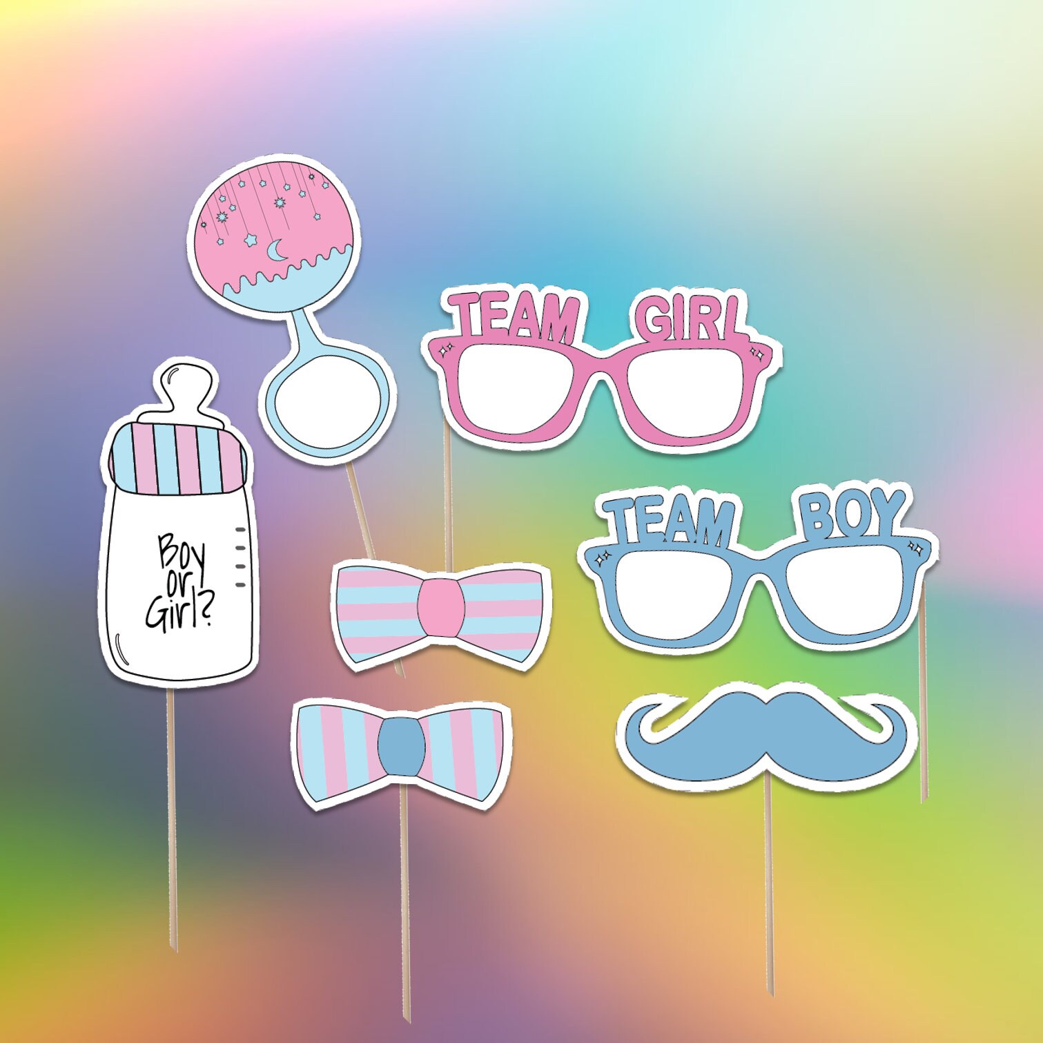Gender Reveal Props - Girl or Boy? - Baby Shower Set Instant Download ...