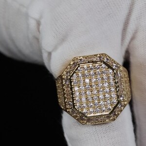 Mens Big Gold Iced Out Ring | Mens Gold Baguette Diamond Ring | Iced ...