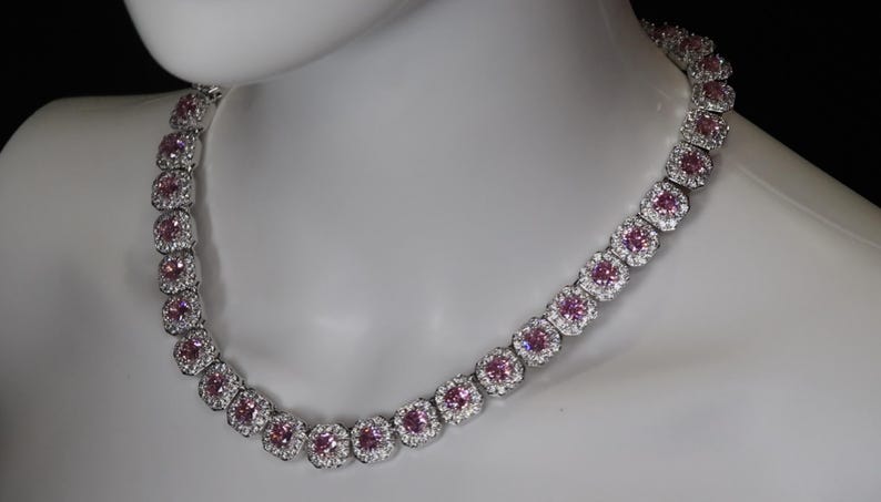 Pink Diamond Tennis Chain | Pink Diamond Chain | Pink Diamond Necklace ...