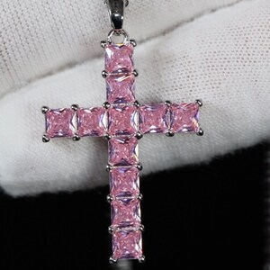 Pink Diamond Cross Pendant | Cross Necklace Women | Cross Chain | Cross ...