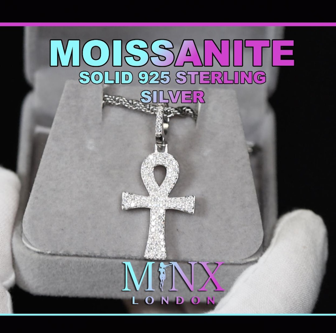 Moissanite Diamond Ankh Pendant | Moissanite Ankh Necklace | Moissanite ...
