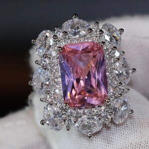Big Pink Diamond Ring Pink Diamond Engagement Ring Baguette Ring ...