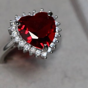 Heart Ring | Red Diamond Heart Ring | Heart Shape Ring | Diamond Heart ...