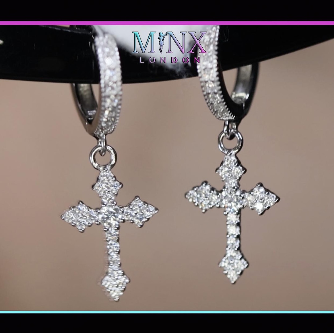 Mens Silver Cross Earrings | Cross Earrings Men | Diamond Cross ...