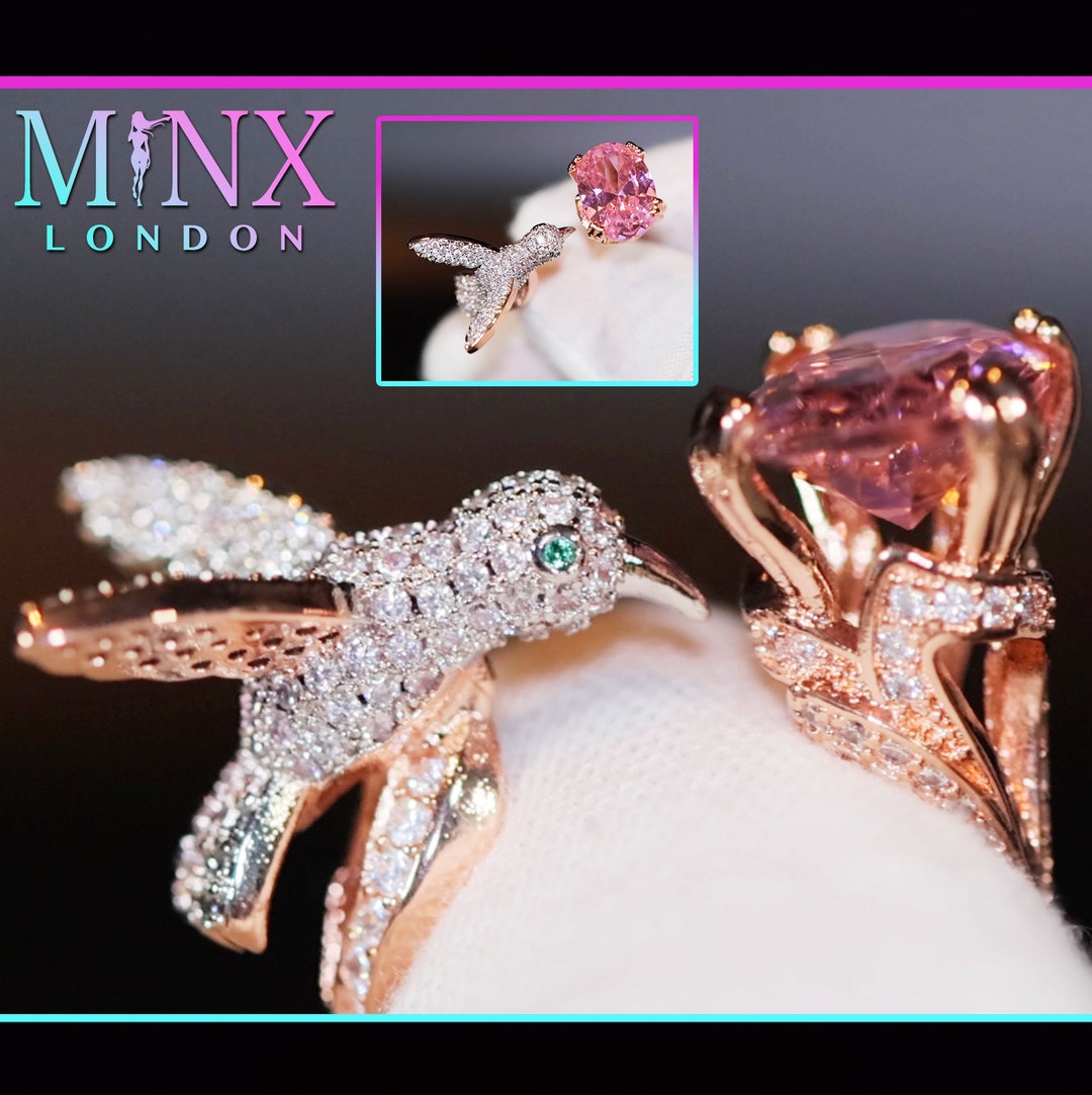 Diamond Bird Ring | Pink Diamond Ring | Womens Statement Ring | Womens ...
