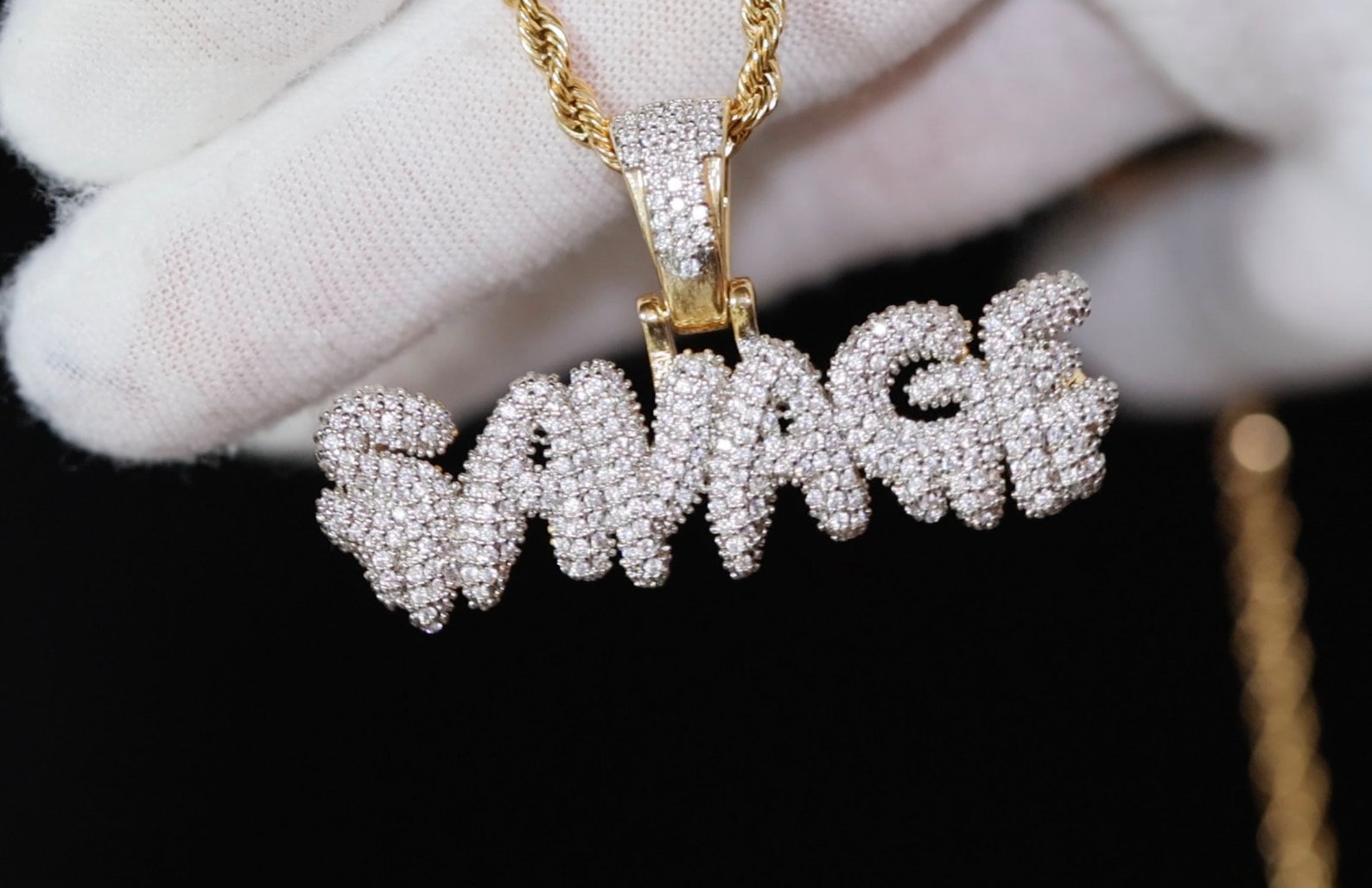 Savage Pendant | Iced Out Pendant | Letter Pendants | Diamond Pendant ...