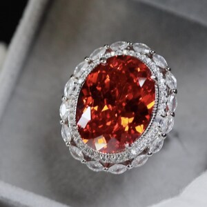 Big Red Oval Diamond Ring | Red Oval Diamond Ring | Big Red Diamond ...