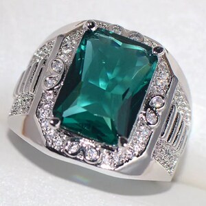 Mens Ring Emerald Green Diamond Ring Iced Out Ring Green - Etsy