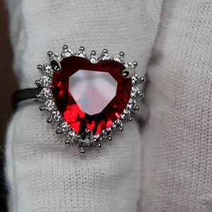 Heart Ring | Red Diamond Heart Ring | Heart Shape Ring | Diamond Heart ...