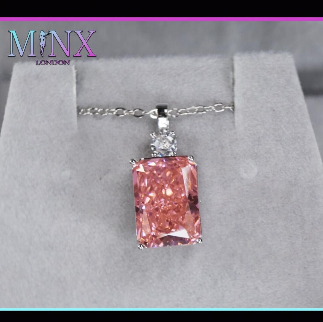 Peach Diamond Pendant | Peach Crushed Diamond Pendant | Womens Pink ...