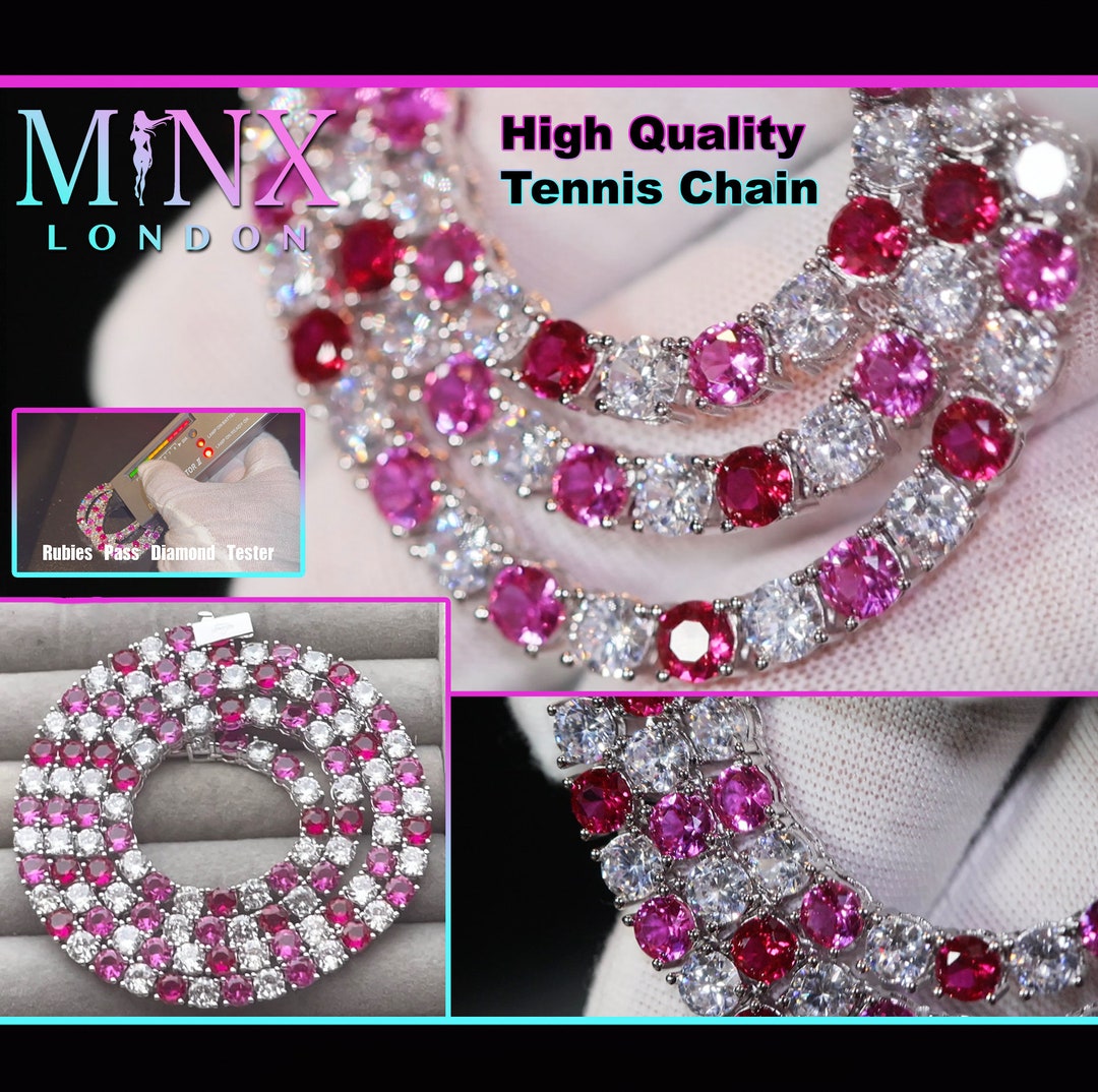 Tennis Chain | Pink Diamond Tennis Chain | Tennis Necklace | Red ...