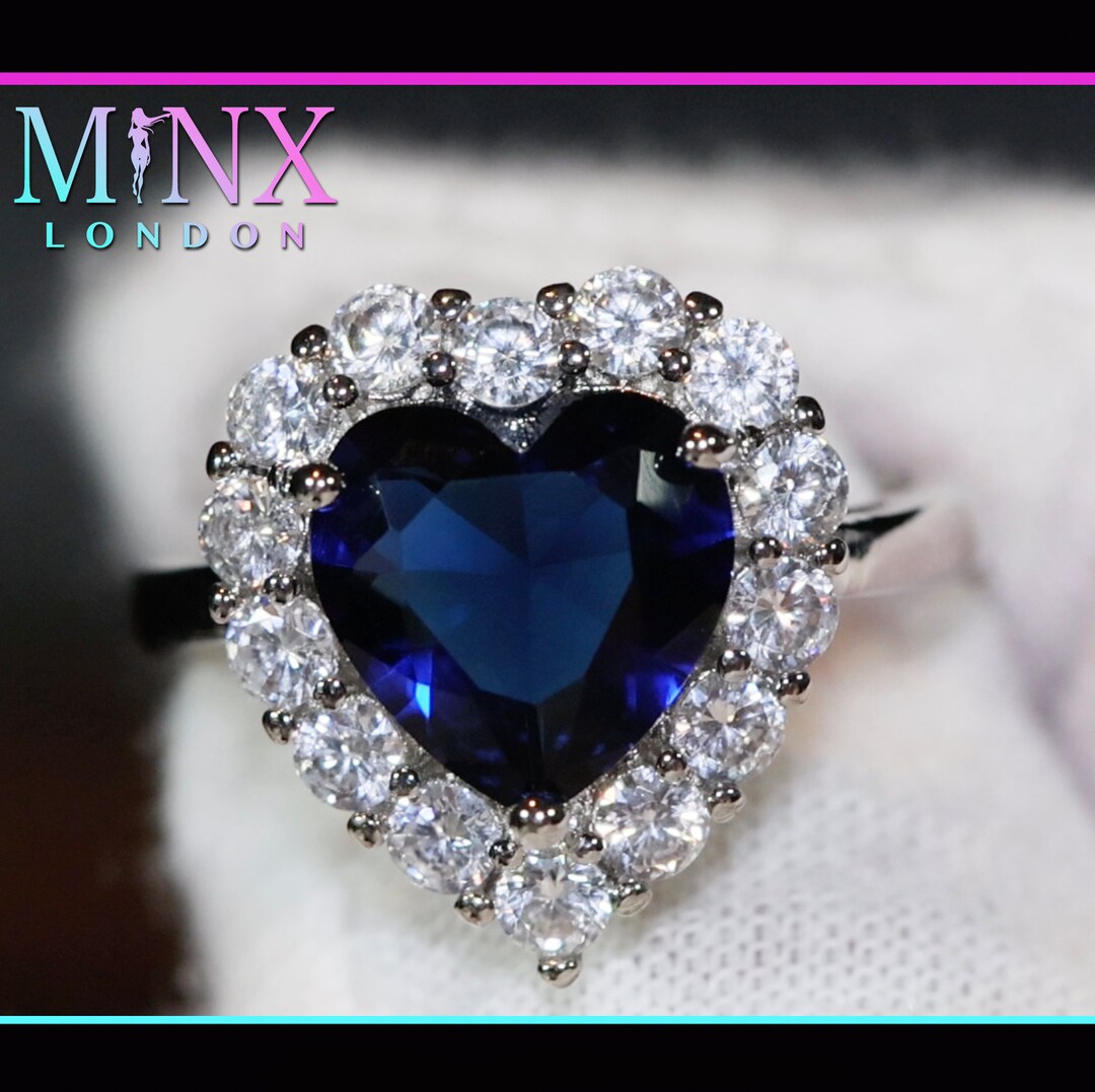 Blue Diamond Heart Ring | Heart Ring | Heart Shaped Ring | Heart Shape ...