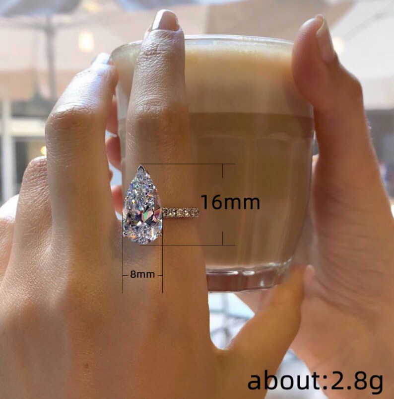 Teardrop Ring Tear Drop Ring Pear Shape Ring Water Drop - Etsy