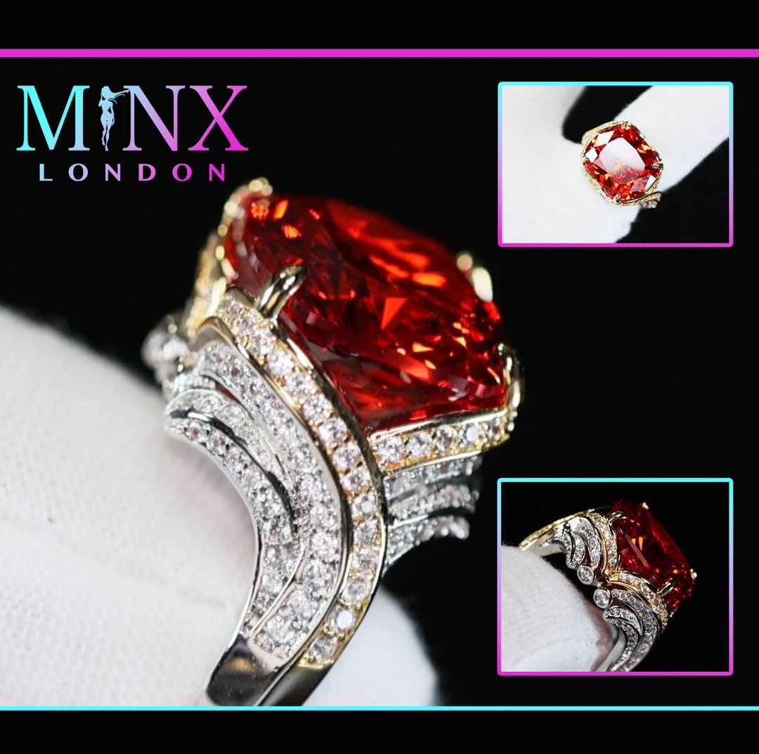 Big Red Diamond Ring | Mens Red Diamond Ring | Iced Out Ring | Womens ...