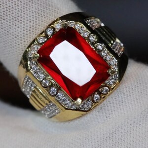 Mens Ruby Ring | Mens Red Diamond Ring | Gold Red Diamond Ring | Ruby ...