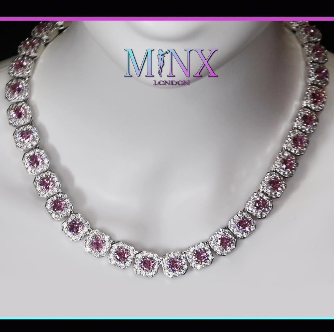 Pink Diamond Tennis Chain | Pink Diamond Chain | Pink Diamond Necklace ...