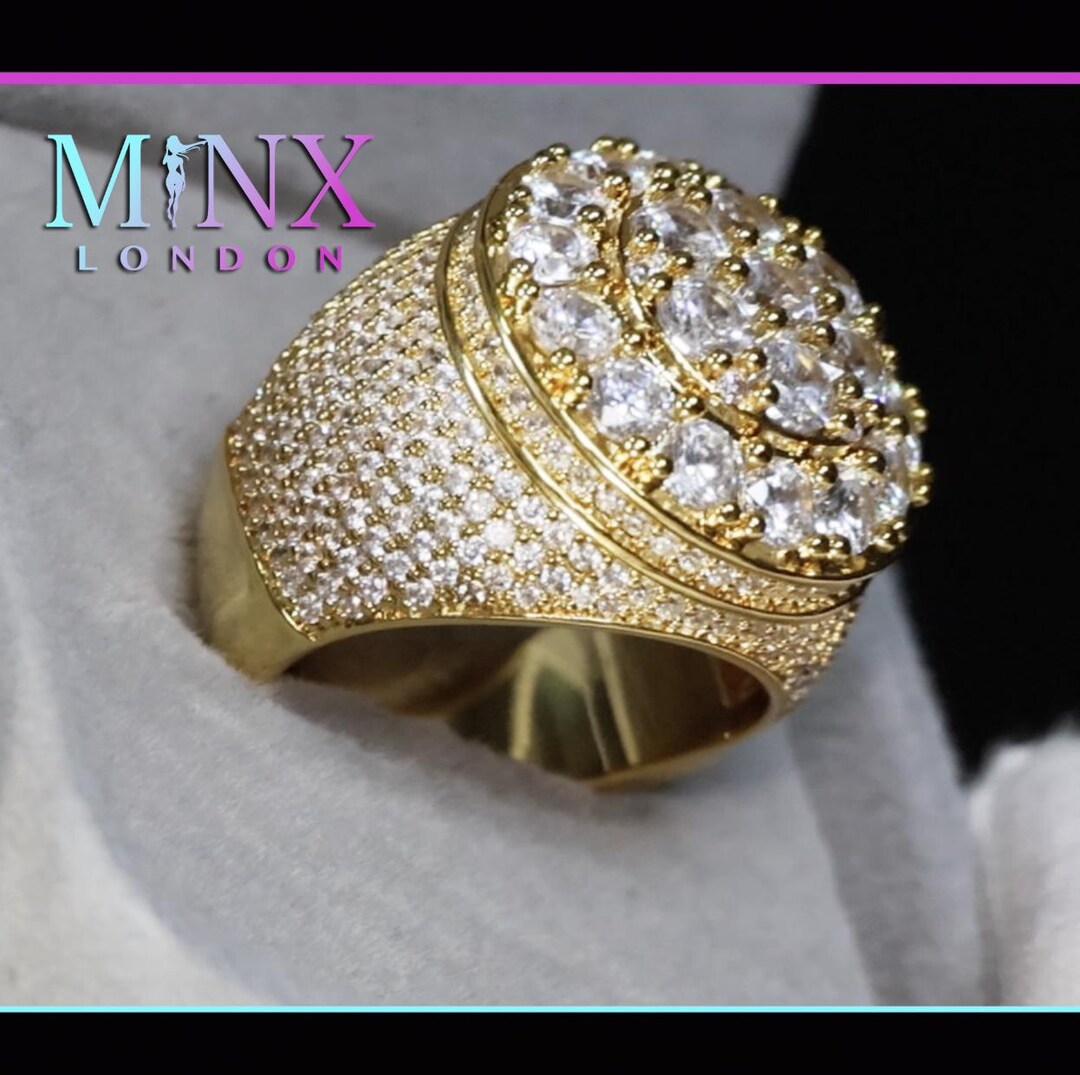 Mens Big Gold Iced Out Ring | Mens Big Gold Diamond Ring | Iced Pinky ...