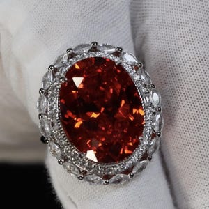 Big Red Oval Diamond Ring | Red Oval Diamond Ring | Big Red Diamond ...