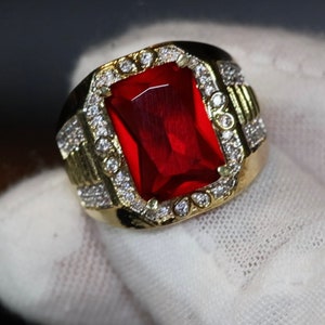 Mens Ruby Ring | Mens Red Diamond Ring | Gold Red Diamond Ring | Ruby ...