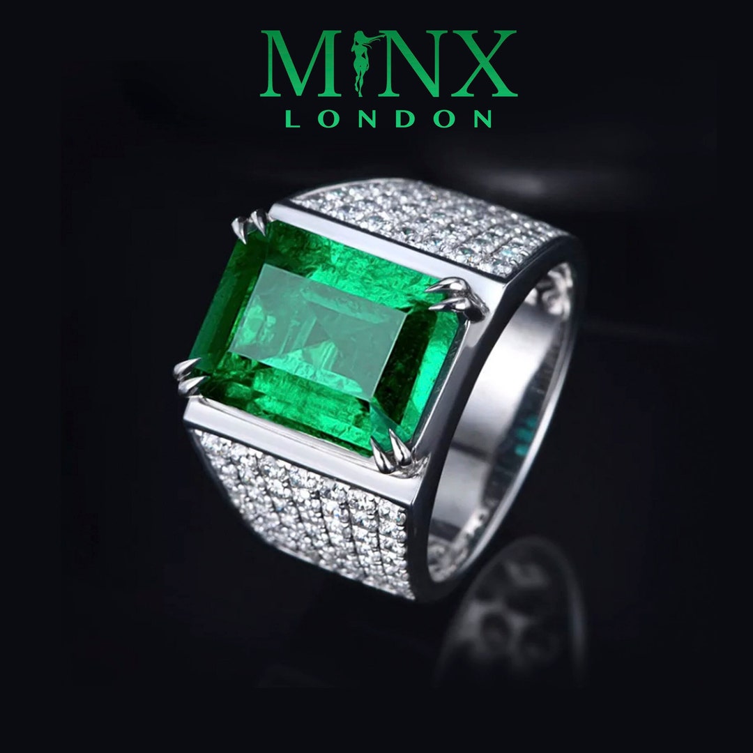 Mens Ring Emerald Green Diamond Ring Iced Out Ring Green - Etsy