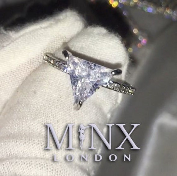 Trilliant Diamond Ring Trillion Ring Trilliant Engagement - Etsy