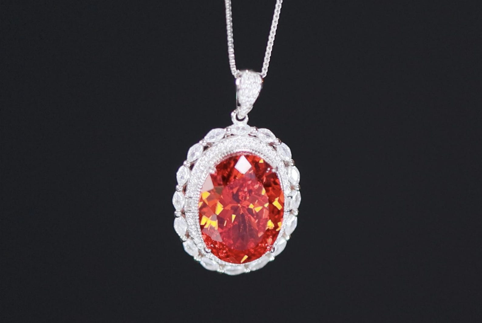 Red Diamond Pendant | Red Oval Diamond Pendant | Womens Red Diamond ...