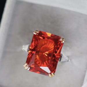 Big Red Diamond Ring Womens Red Diamond Ring Red Crushed Diamond Ring ...