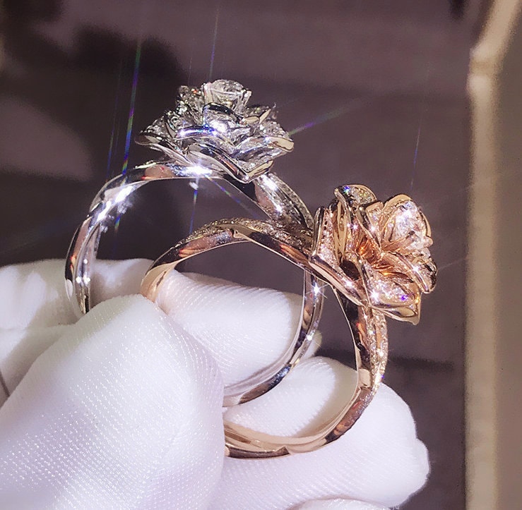 Flower Shape Ring Rose Ring Rose Gold Ring Womens Flower - Etsy UK