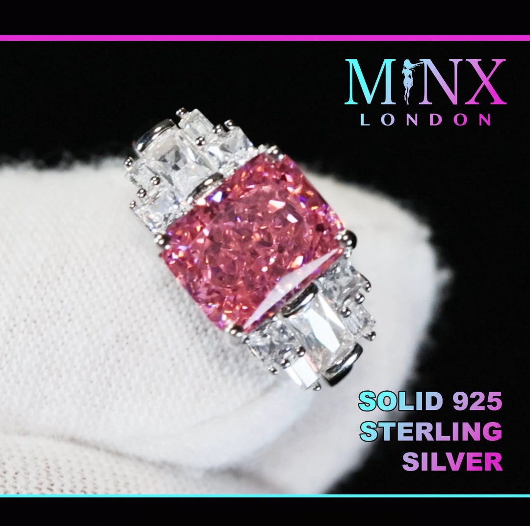 Pink Diamond Engagement Ring | Pink Simulated Diamond Ring | Pink ...