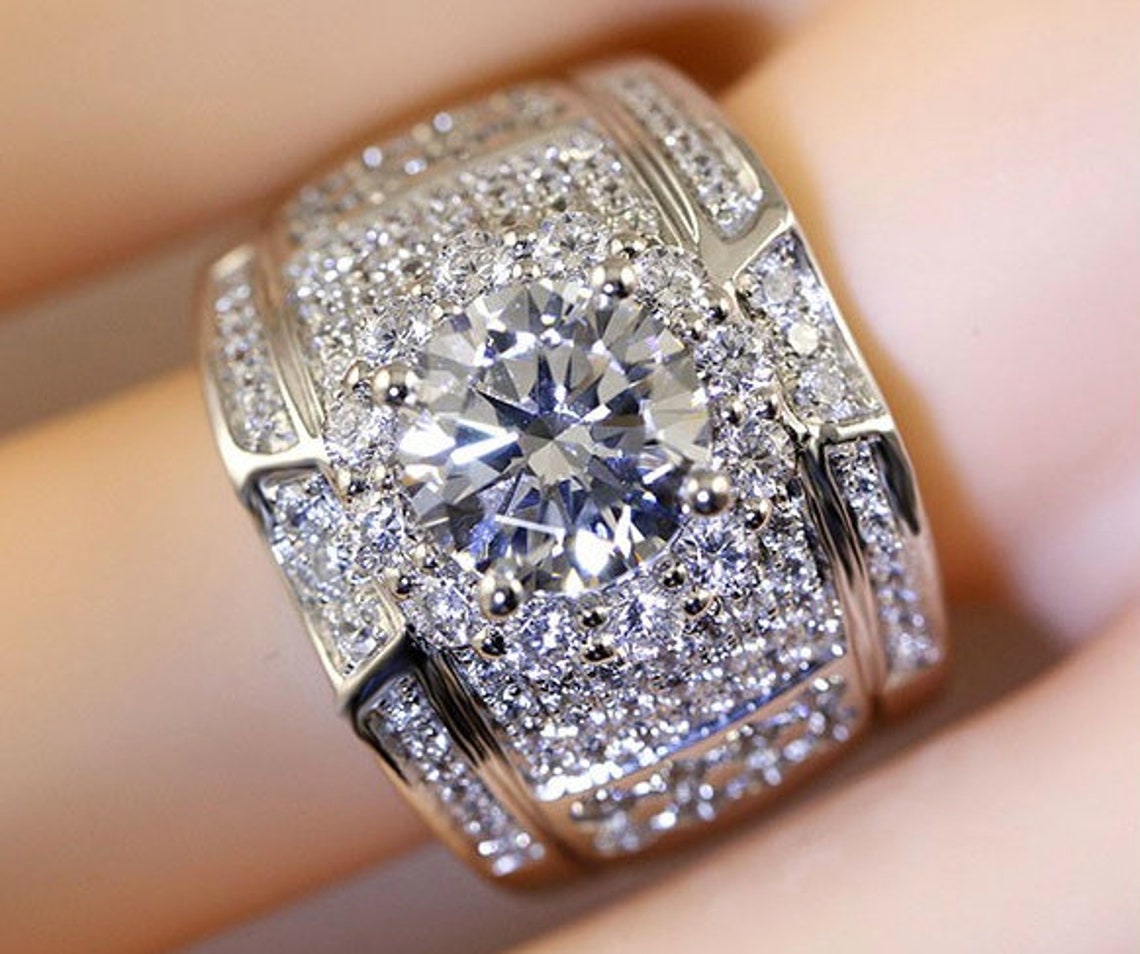 Iced Out Ring / Mens Iced Out Rings / Womens Iced Out Ring - Etsy