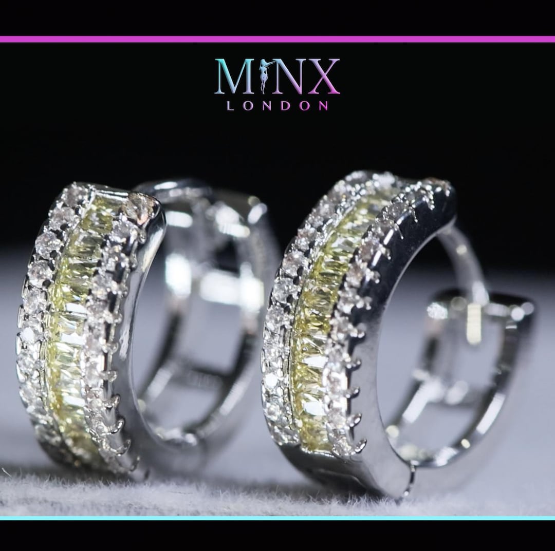 Mens Yellow Diamond Hoop Earrings | Women's Yellow Diamond Hoop ...