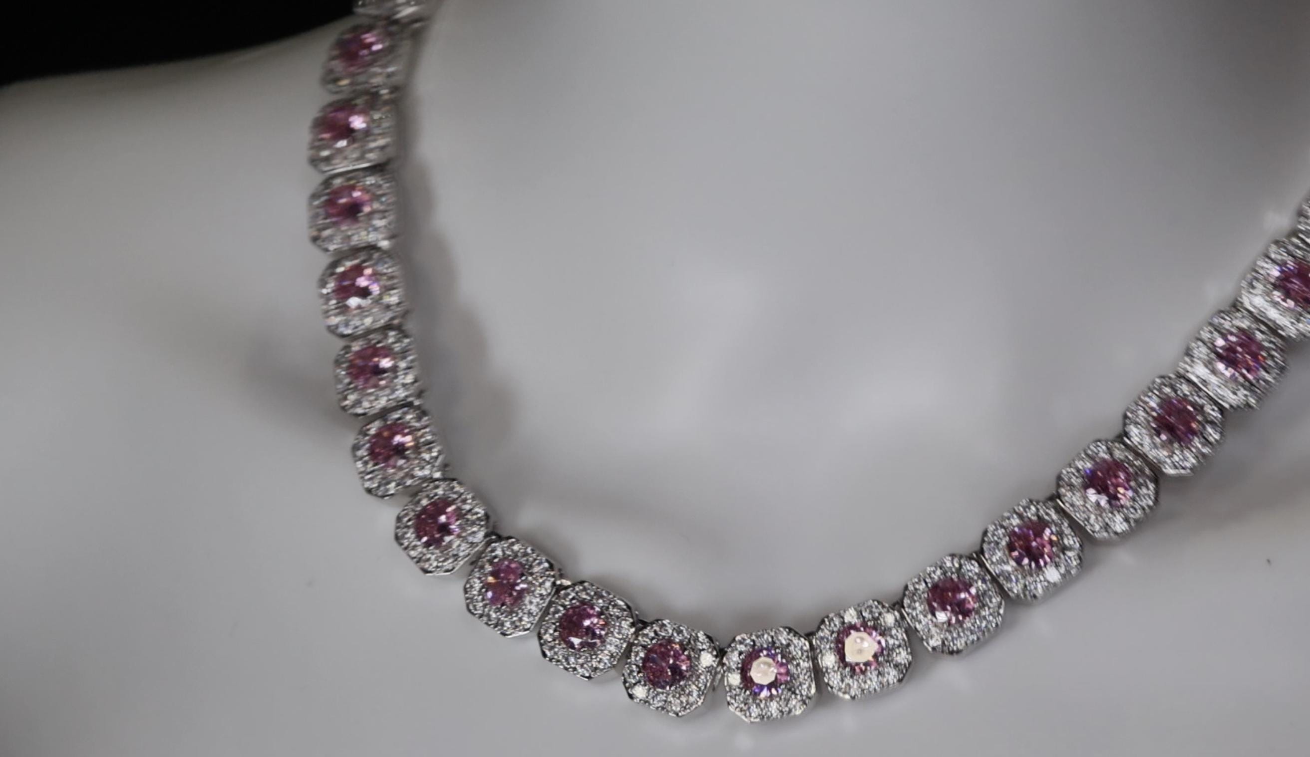 Pink Diamond Tennis Chain | Pink Diamond Chain | Pink Diamond Necklace ...
