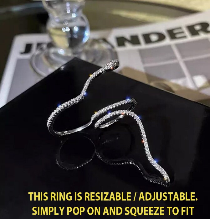 Snake Ring Silver Snake Ring Snake Shape Ring Diamond - Etsy