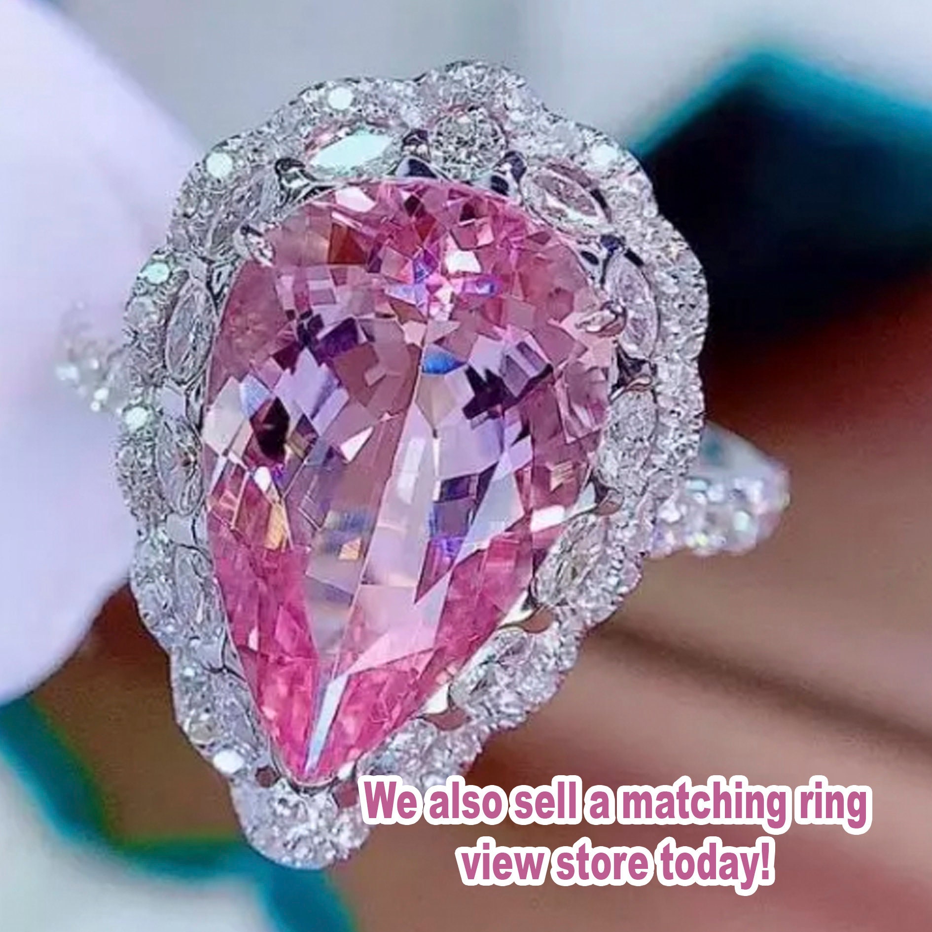 Pink Diamond Necklace Teardrop Necklace Pear Shape - Etsy