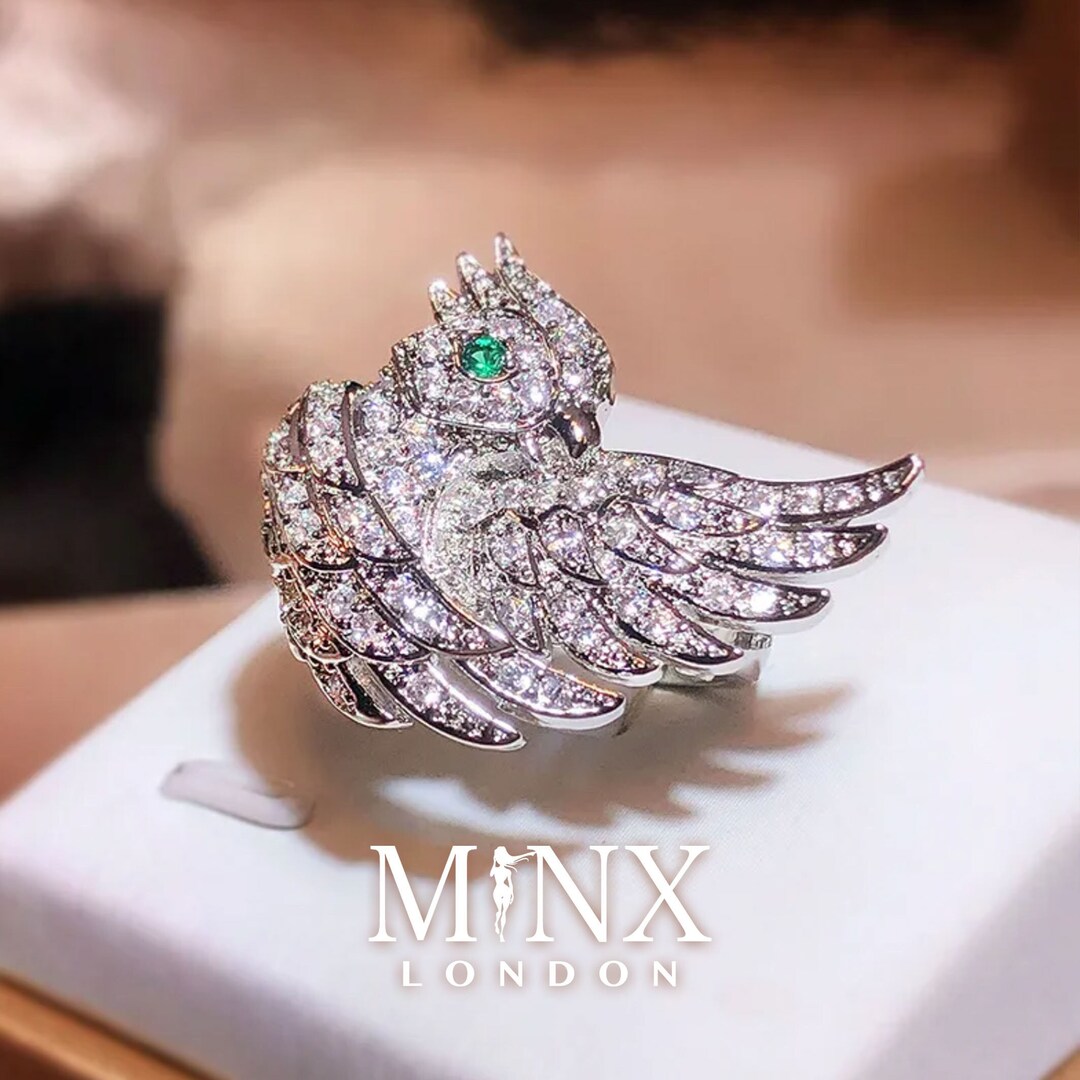 Diamond Bird Ring Big Diamond Ring Womens Statement Ring - Etsy